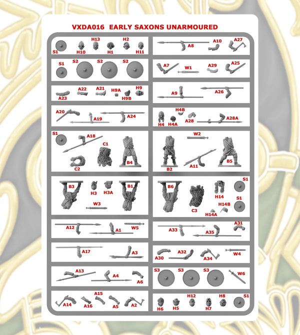 Victrix VXDA016 Early Saxon Unarmoured Warriors - Single sprue ...